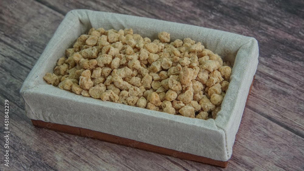 Foto de La carne de soja, también conocida como soja texturizada es una ...