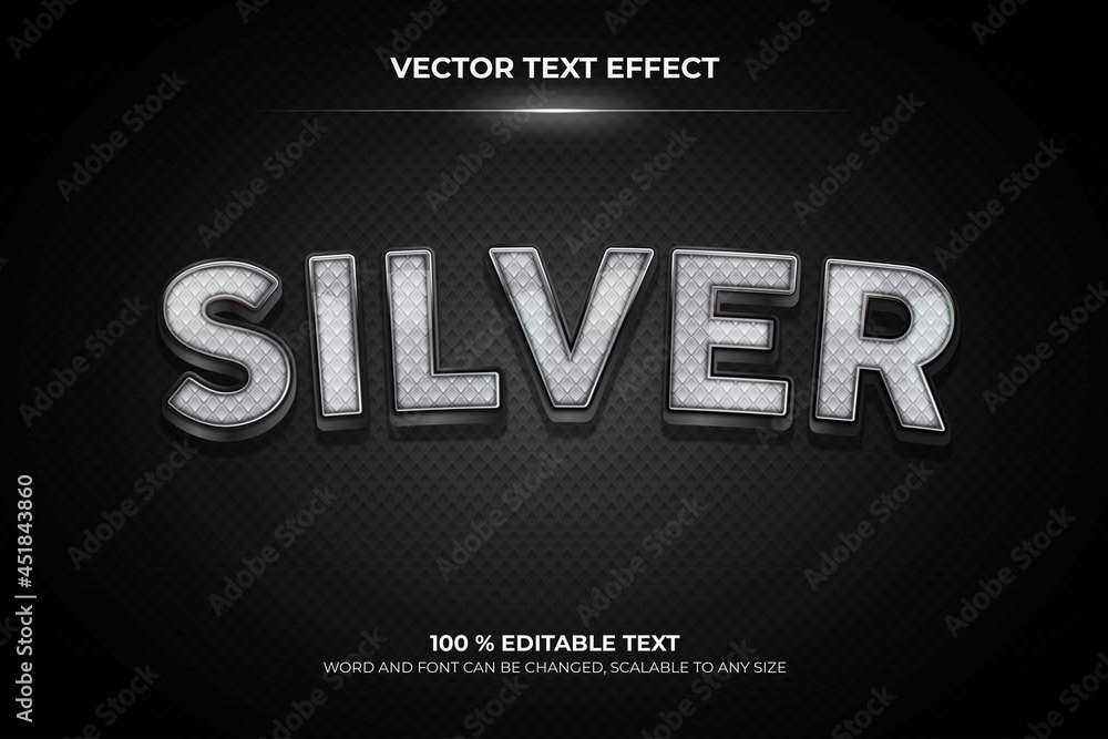 Silver editable 3d text effect with pattern backround style Stock ...