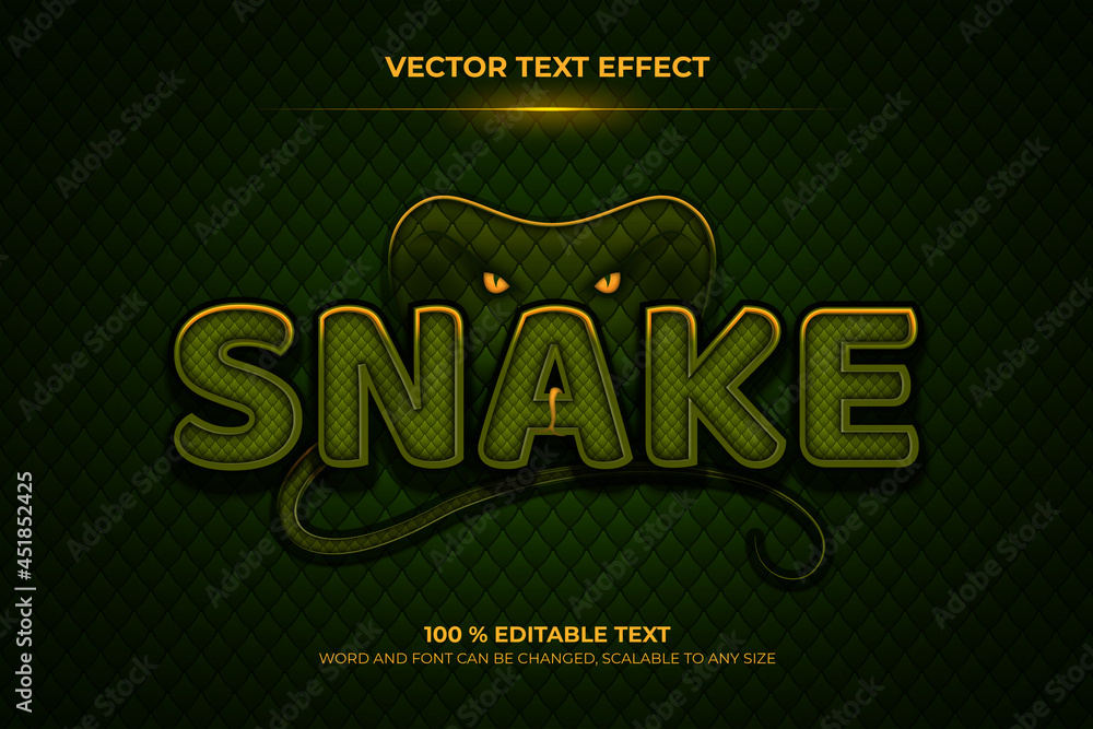 Snake editable 3d text effect with animal backround style Stock Vector ...