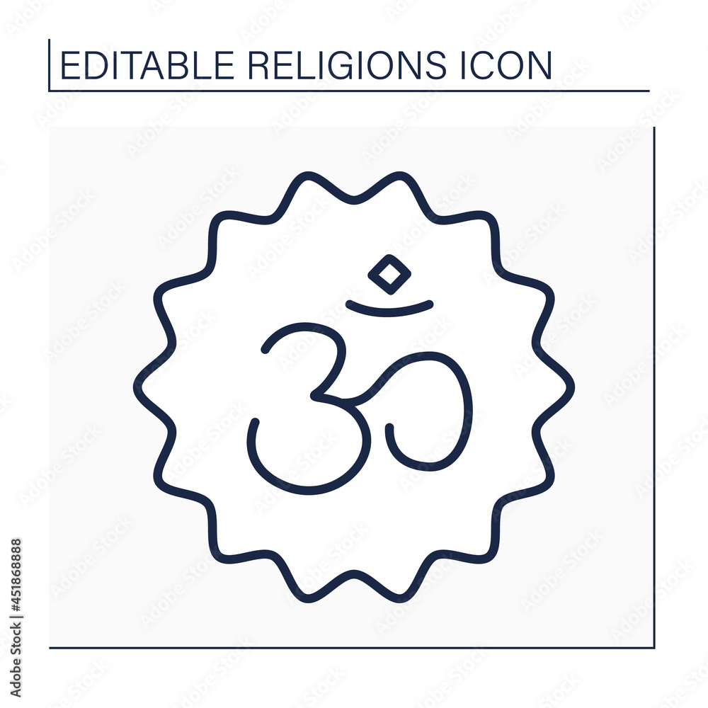 Hinduism line icon.Indian religion and dharma.Philosophical beliefs ...