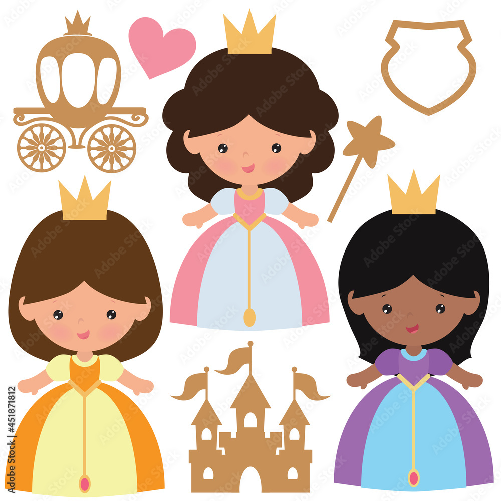 Cute princess vector cartoon illustration Stock Vector | Adobe Stock