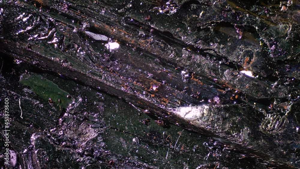 Potassium permanganate crystals under 4x magnification microscope - 3d ...