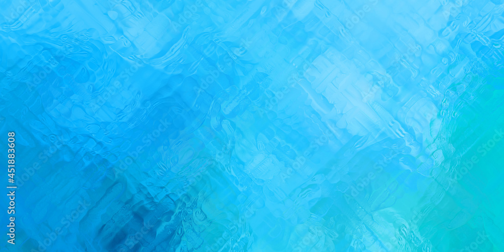 Abstract aqua blue watercolor painting with shiny ice blobs of paint on ...