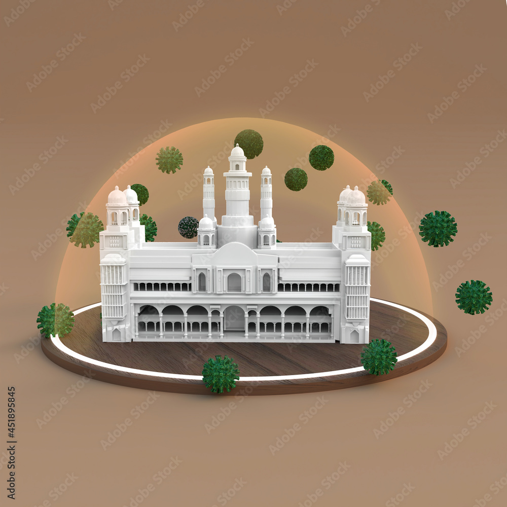 Mysore palace, Karnataka with corona precaution 3d render Stock ...
