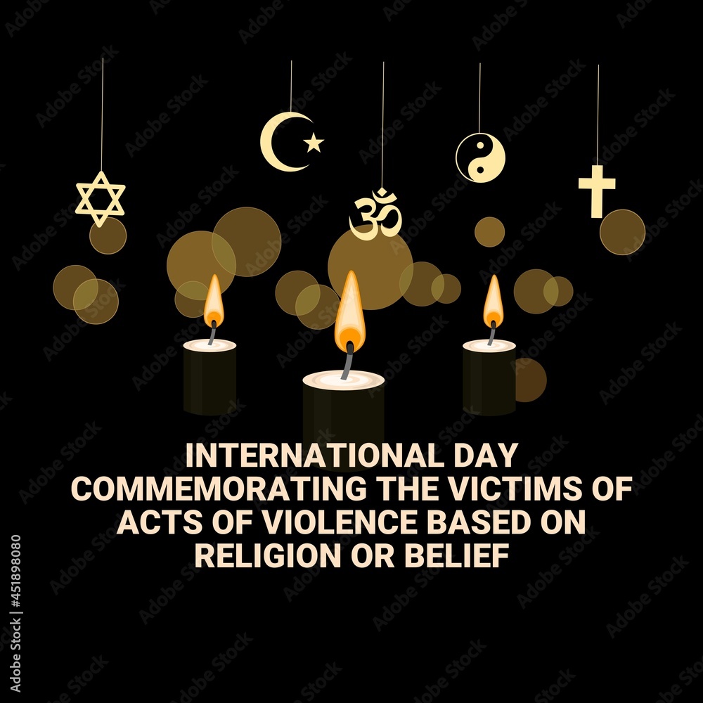 Vector illustration, candle flame with religious symbol, as banner or ...