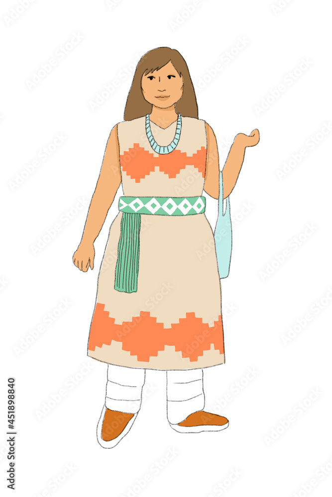 Young girl in traditional Navajo attire Stock Illustration | Adobe Stock