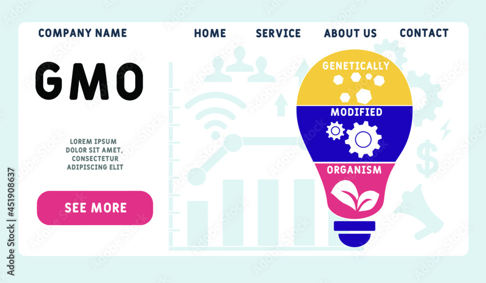 Vector website design template . GMO - Genetically Modified Organism ...