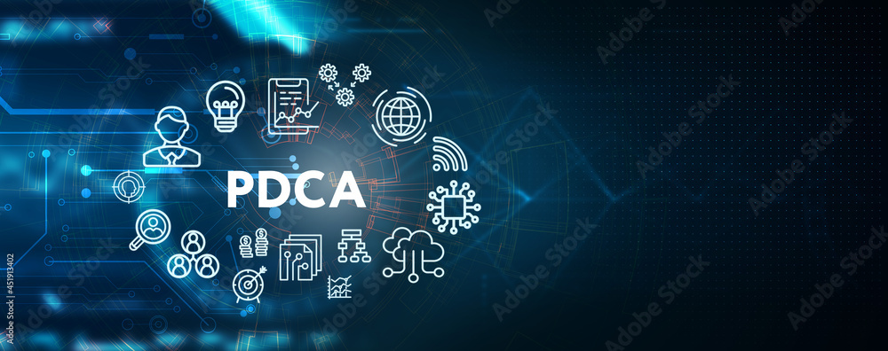 PDCA Plan Do Act Check Business technology concept. Technology ...