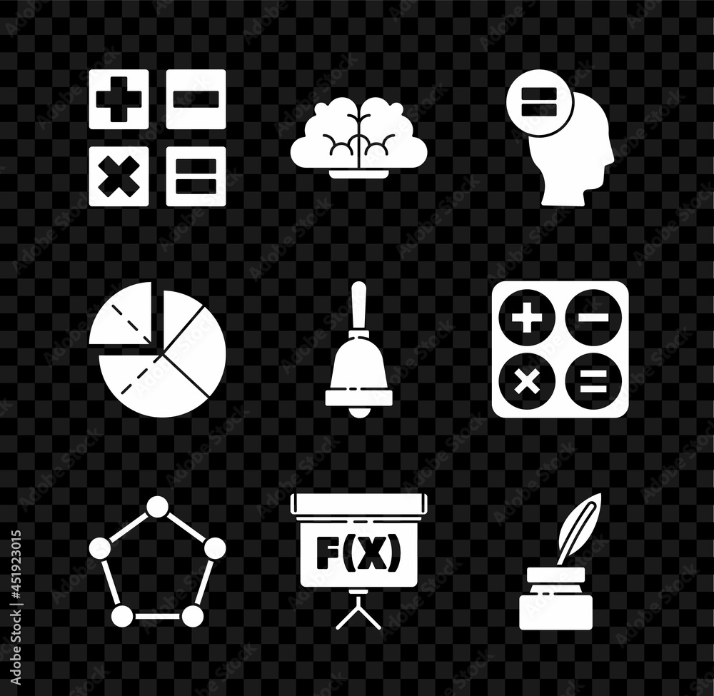 Set Calculator Human Brain Calculation Geometric Figure Pentagonal Prism Chalkboard Feather