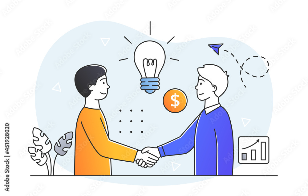 Partnership and deal concept. Two businessmen shake hands in sign of ...