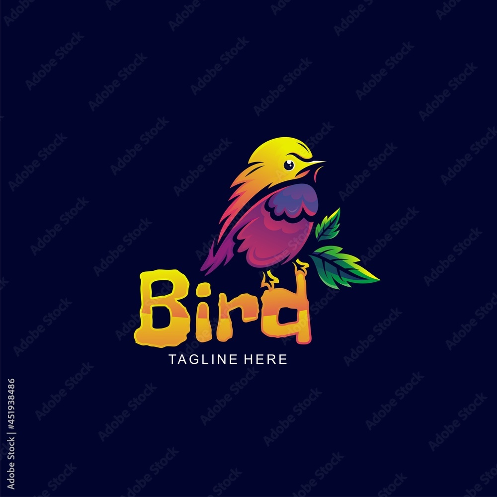 Bird logo in modern color for t-shirt design and brand name Stock ...