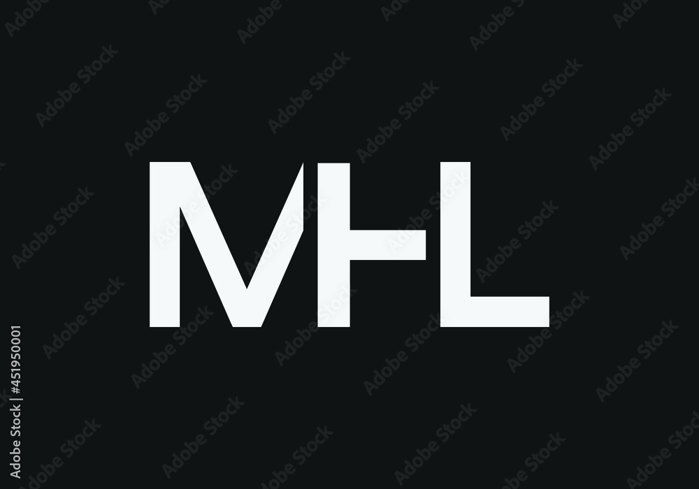MHL letter logo design with black background in illustrator, vector ...
