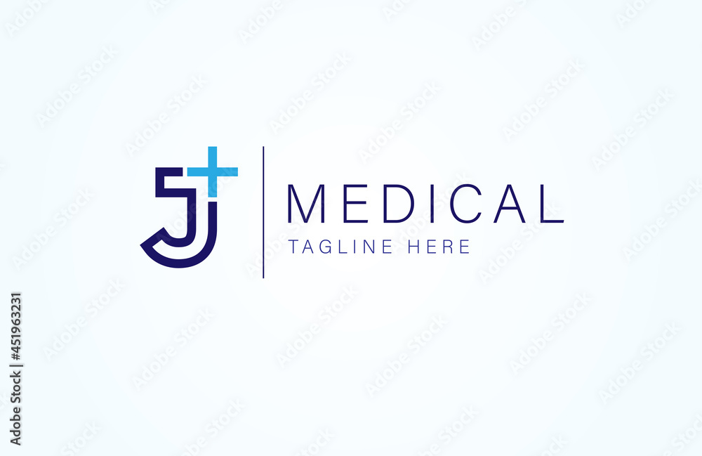 Medical logo, letter J with medical cross icon combination, cross logo ...