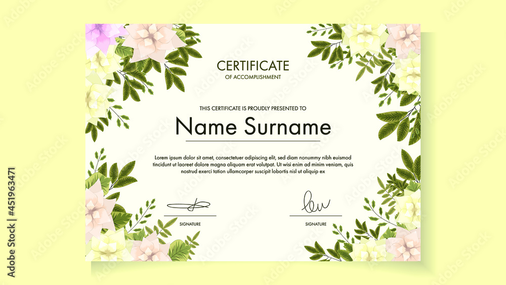 Printable Editable Floral Certificate template with cute blooming ...