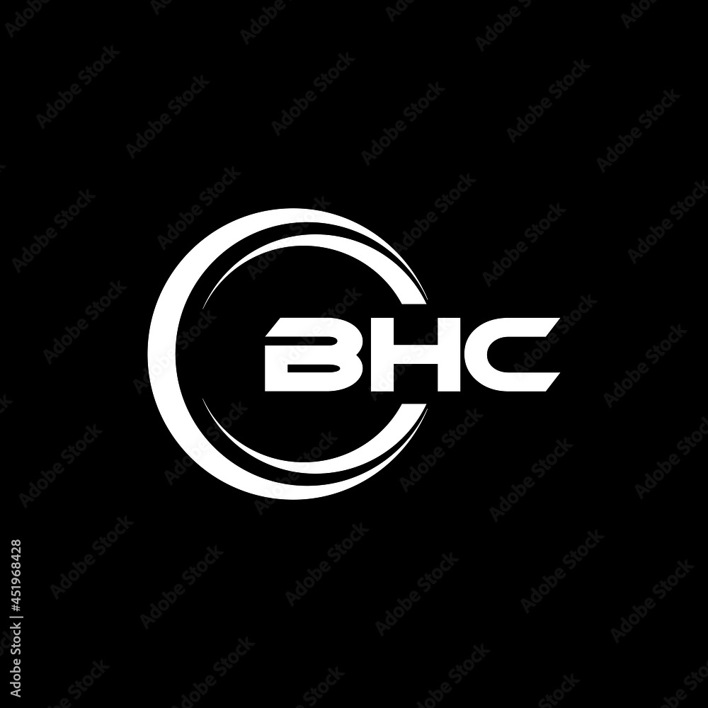 BHC letter logo design with black background in illustrator, vector ...
