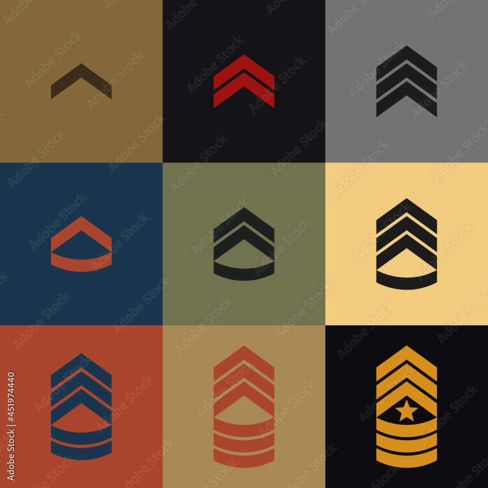 Colorful enlisted ranks insignia vector high quality seamless pattern ...