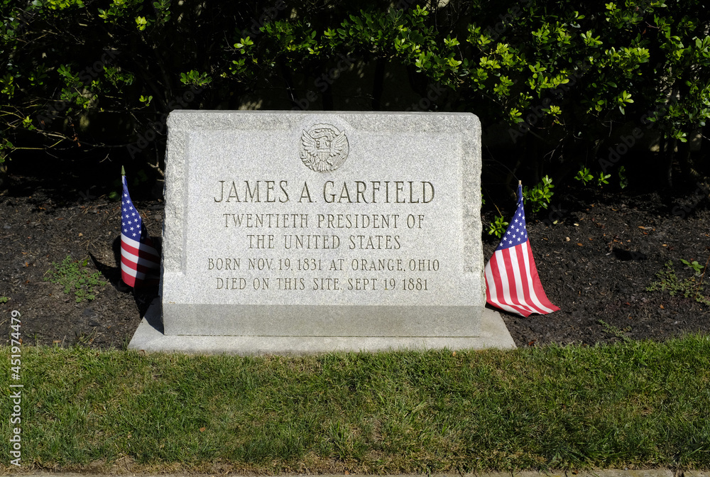 Marker at the place where assassinated American President James ...
