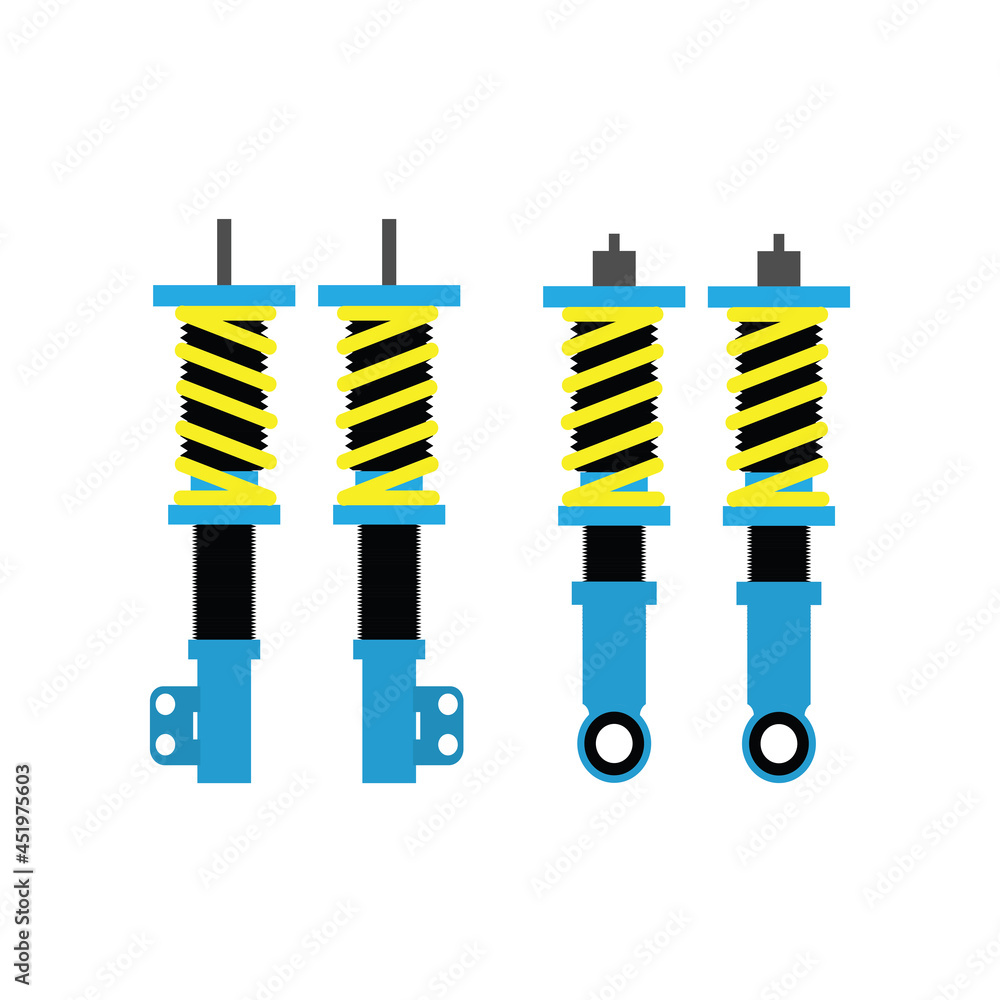 Car Coil Over Vector Illustration, Shock breaker Adjustable, Car ...
