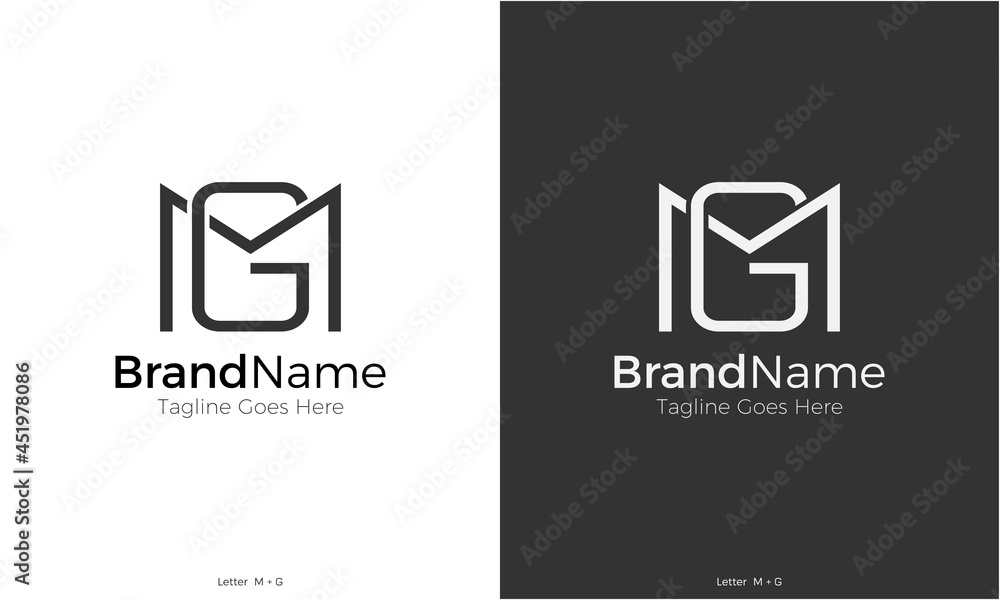 Abstract letter MG logo design. Minimal emblem design template. Graphic ...