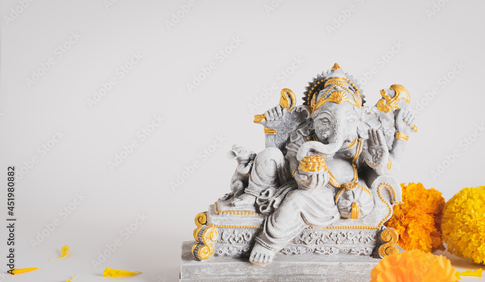 Happy Ganesh Chaturthi festival, Lord Ganesha statue with beautiful ...