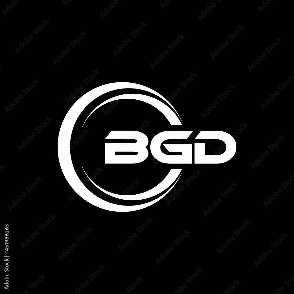 Vettoriale Stock BGD letter logo design with black background in ...