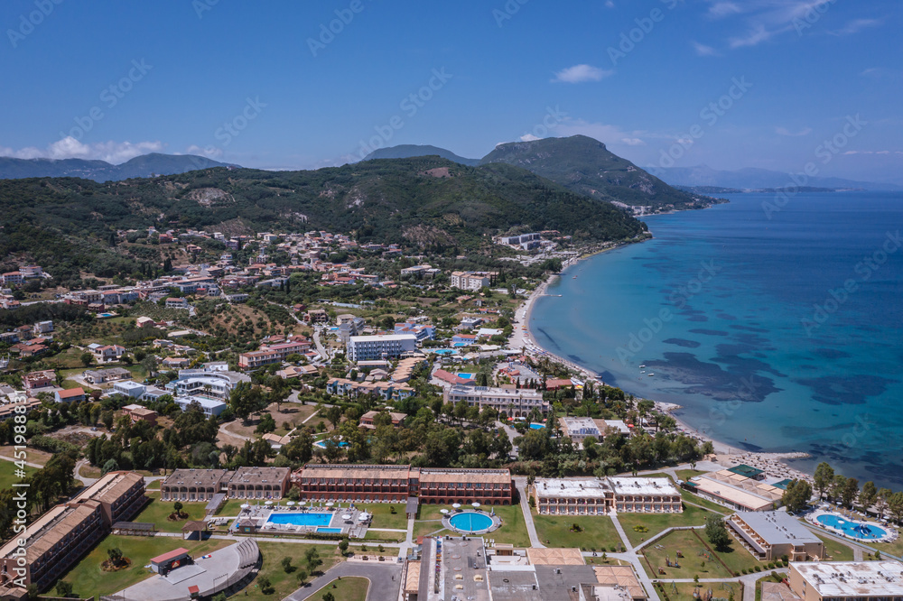 Messonghi Beach holiday resort on border between Moraitika and ...