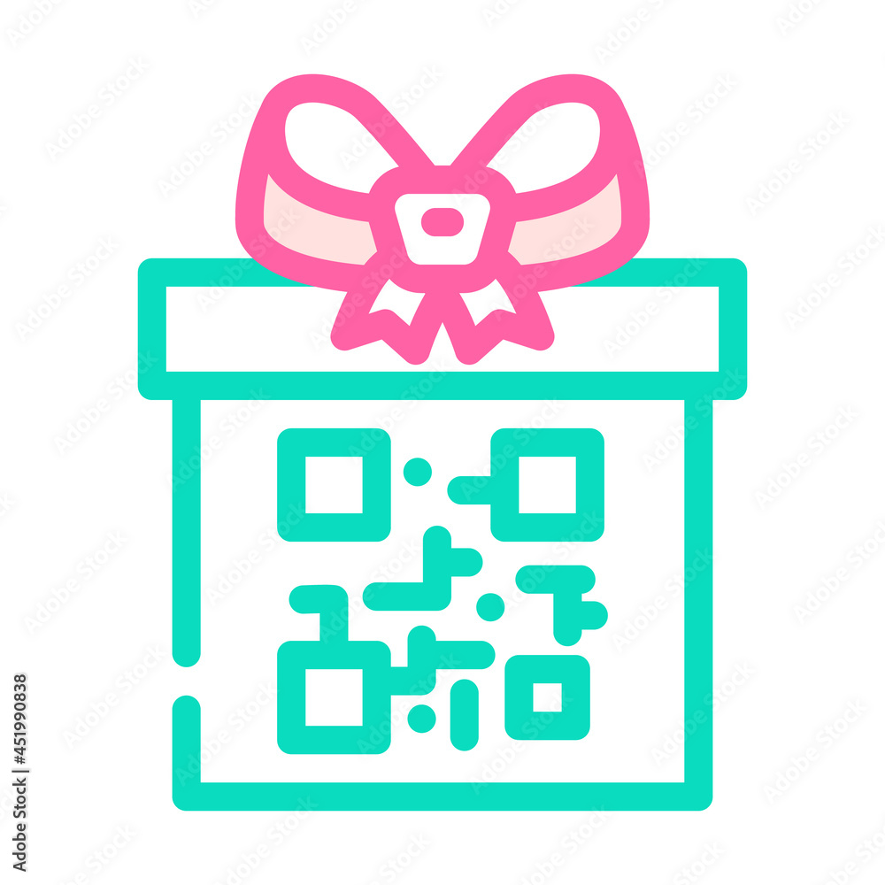 qr code gift color icon vector. qr code gift sign. isolated symbol ...