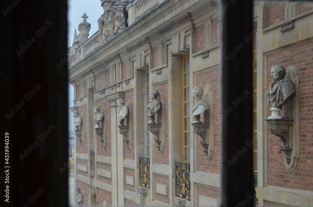 Exterior of the Palace of versailles from the window, with the ...