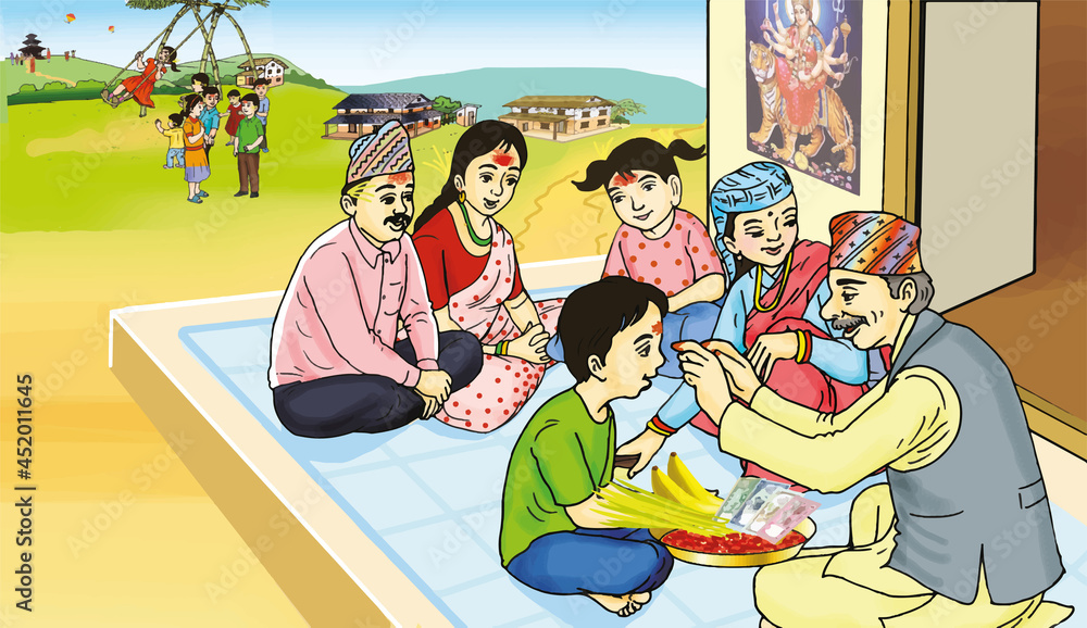 Happy Dashain Festival of Nepal Stock Illustration | Adobe Stock