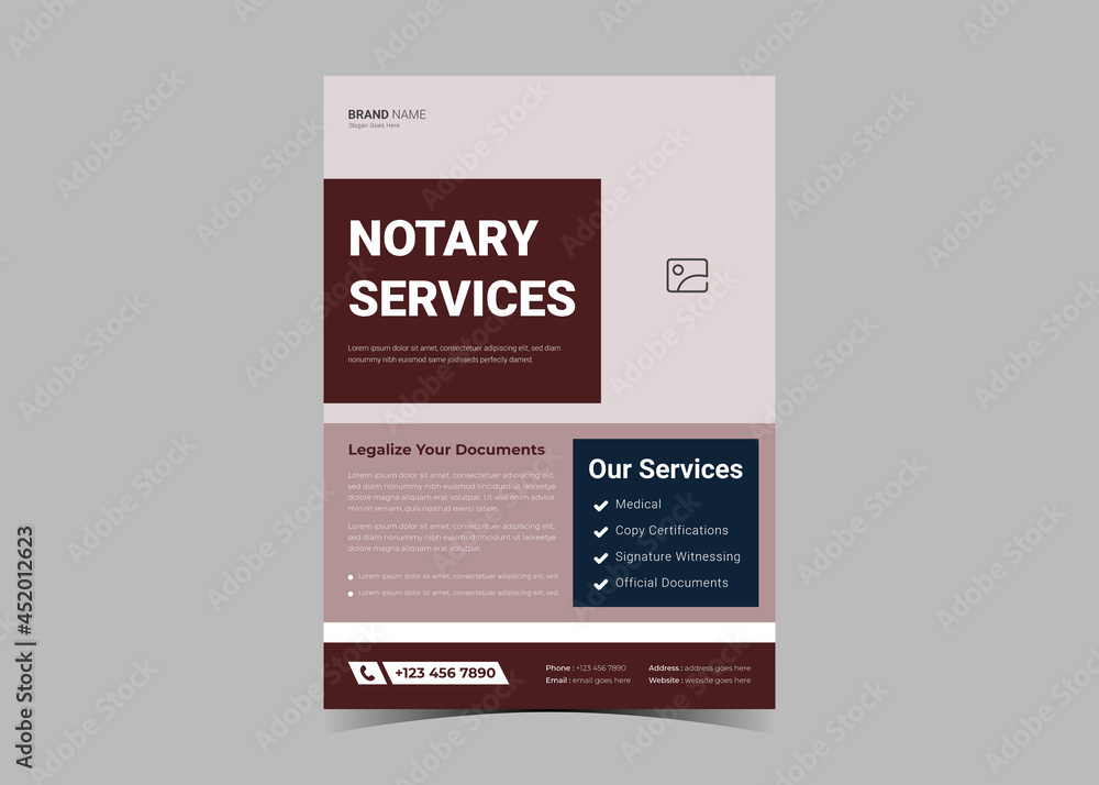 Notary service flyer template design. Lawyer notary service poster ...