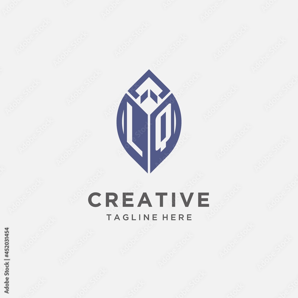 LQ logo with leaf shape, clean and modern monogram initial logo design ...