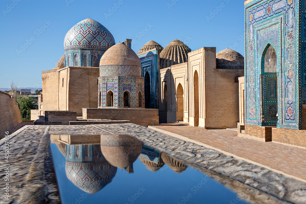 Mausoleums and domes of the historical cemetery of Shahi Zinda and ...