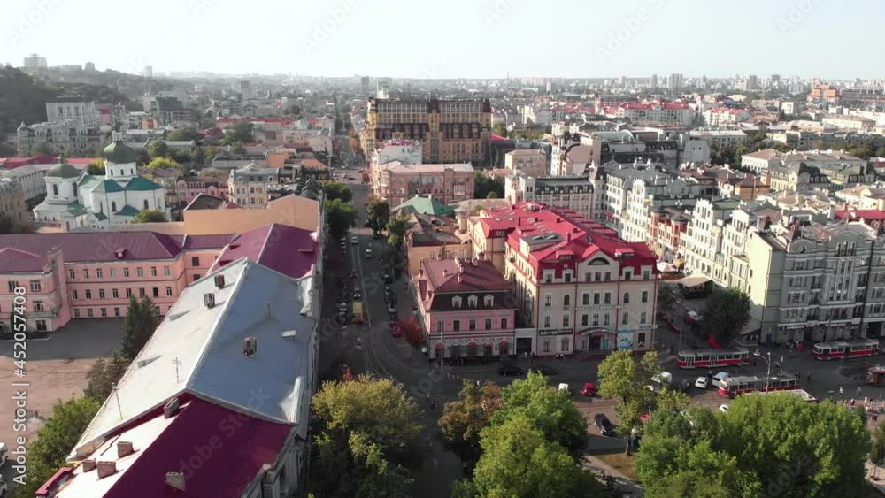 Kyiv, Ukraine. Podil District. Aerial view Stock Video | Adobe Stock