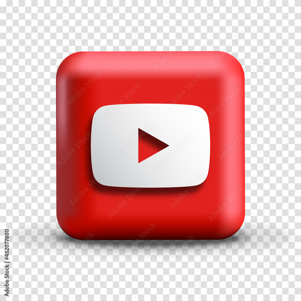 Youtube icon. 3D Social media icon. Vector Illustration Stock Vector ...