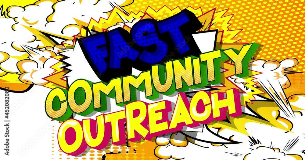 Fast Community Outreach. Motion poster, invitation. 4k animated Comic ...