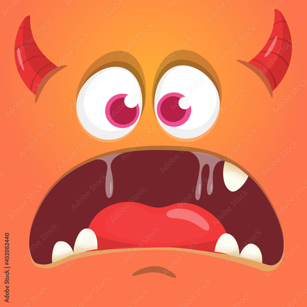 Angry cartoon monster character face expression. Illustration of cute ...