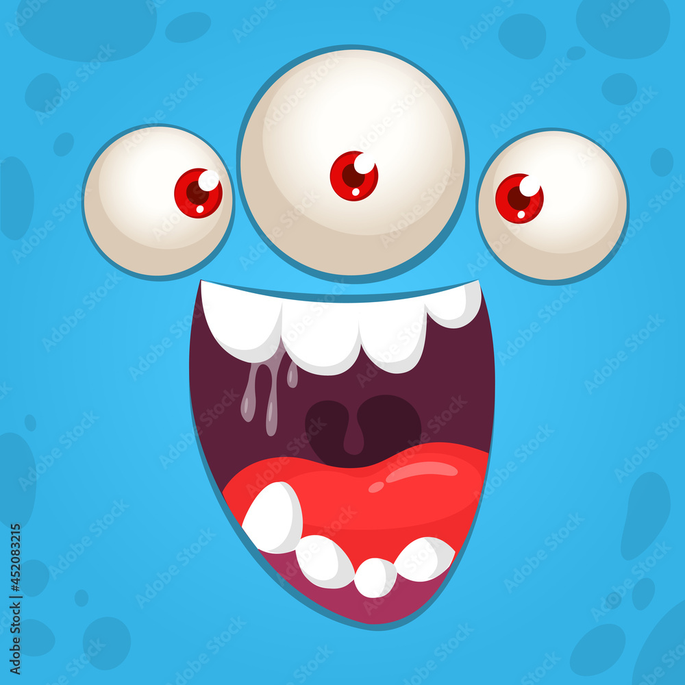 Funny cartoon monster character face expression. Illustration of cute ...