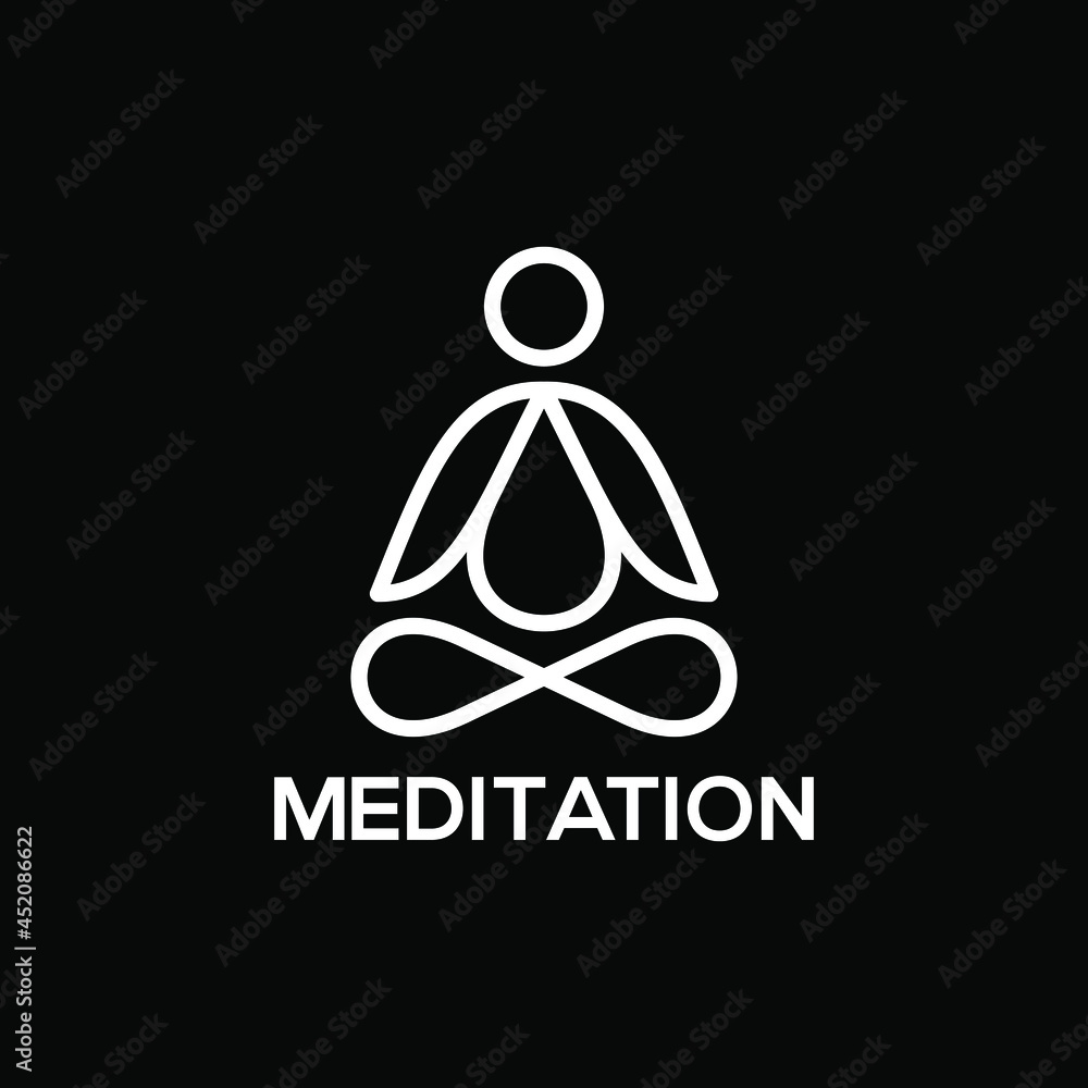 MEDITATION THERAPY LOGO DESIGN VECTOR. MEDITATION TEMPLATE WITH LEAF ...