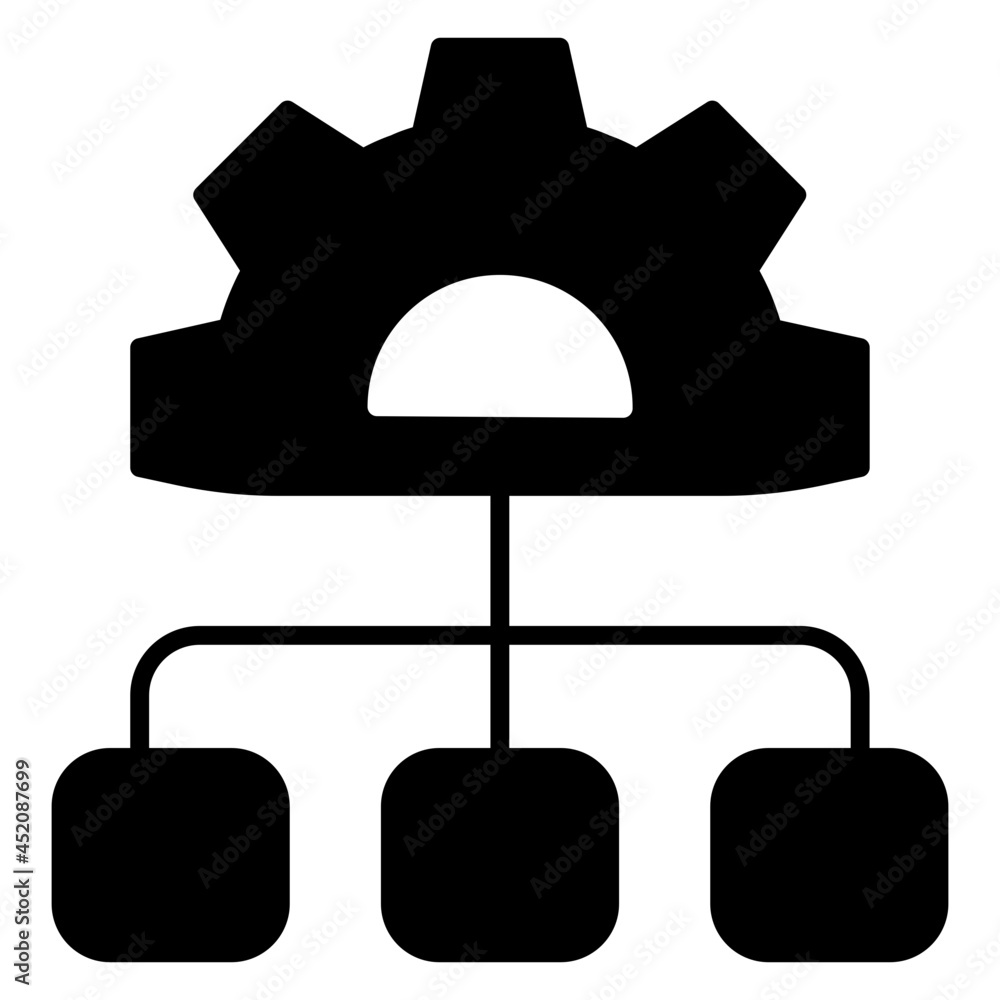 Gear with nodes depicting concept of network setting Stock-Vektorgrafik ...