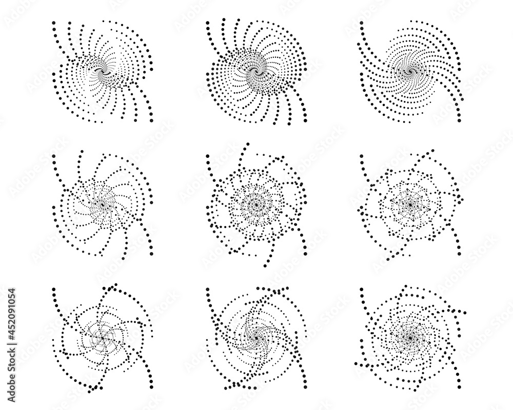 Vektorová grafika „Editable (raw/not expand) spiral swirl, twirl dots ...
