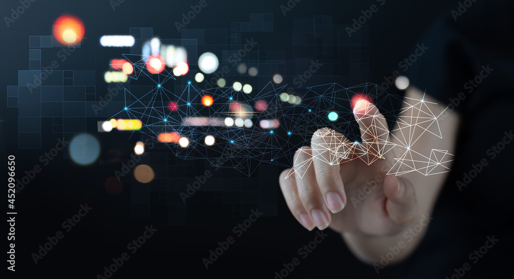 Digital technology background, internet network connection, big data ...