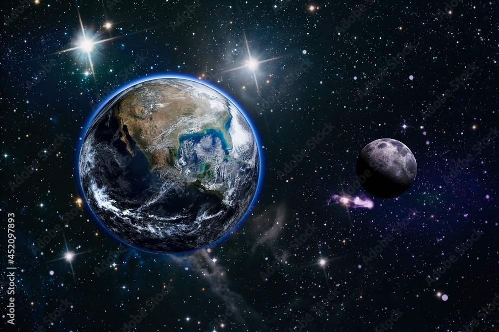 Earth globe view from space showing realistic earth surface and world ...