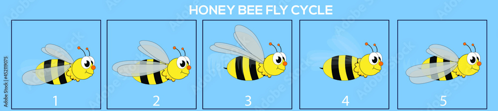 Honey Bee frame by frame loopable vector file ready for 2D animation ...