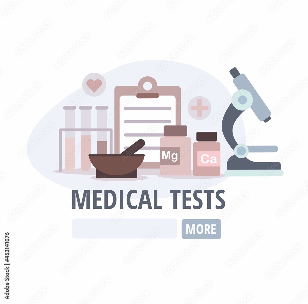 Medical tests template -chemical laboratory analysis. Microscope and ...
