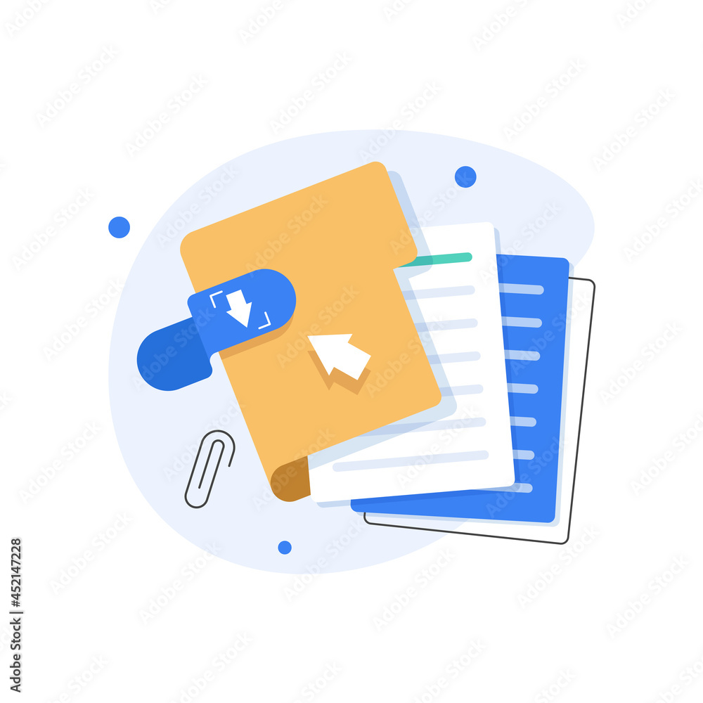 Open Folder Icon Folder With Documents Document Protection Concept Flat Design Icon Vector