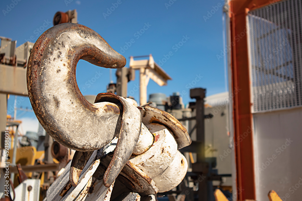 Tower lifting hooks in construction work Stock Photo | Adobe Stock