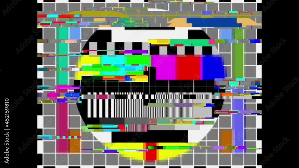 Glitch effect. Retro TV effect. SMPTE color bars with glitch effect ...
