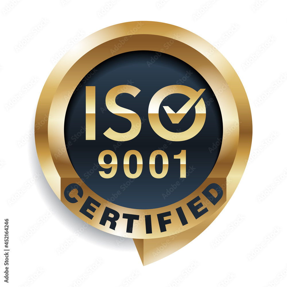ISO 9001 golden medal emblem in pin form Stock Vector | Adobe Stock
