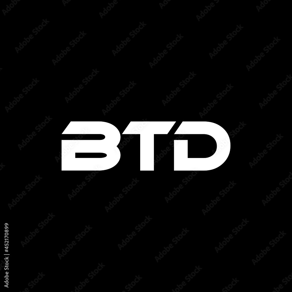 BTD letter logo design with black background in illustrator, vector ...