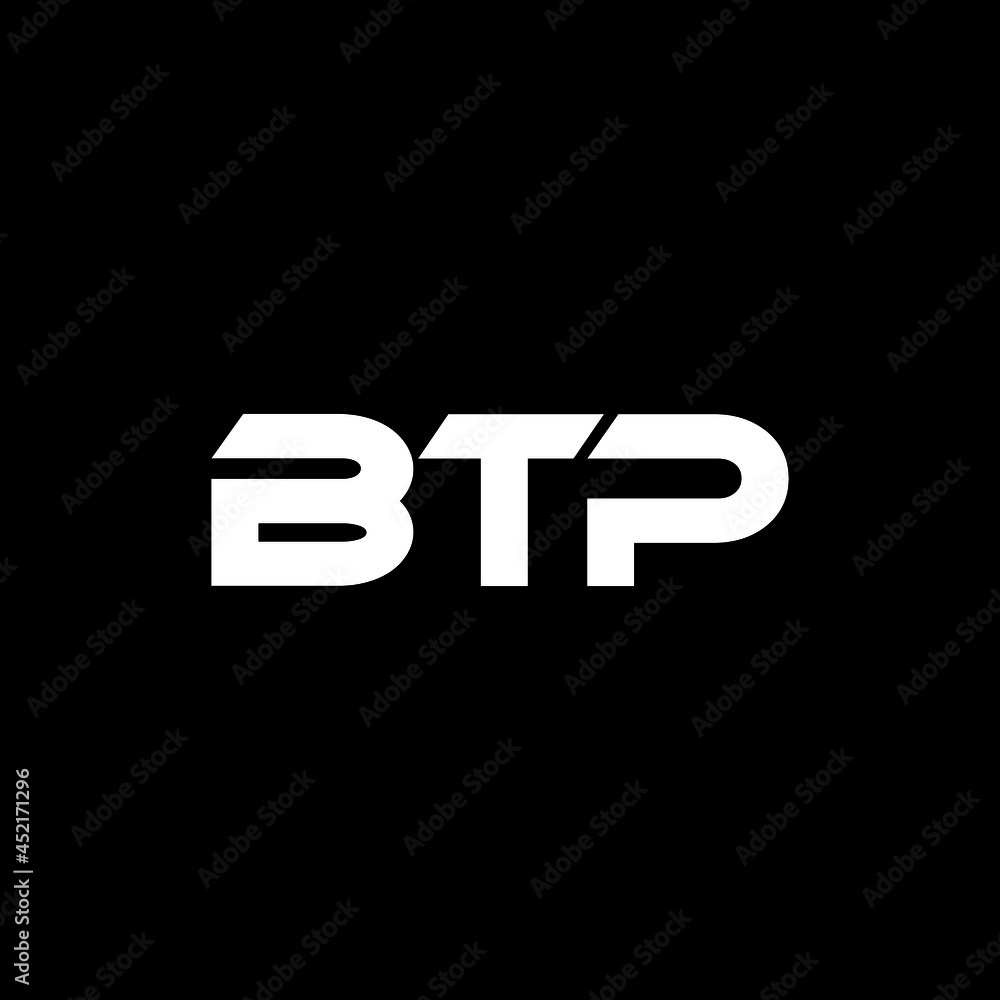 Vecteur Stock BTP letter logo design with black background in ...